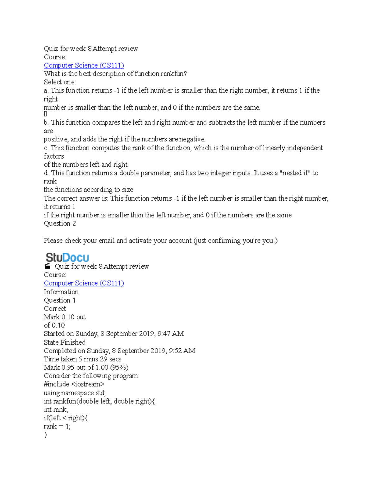 Quiz for week 8 Attempt review - Quiz for week 8 Attempt review Course ...