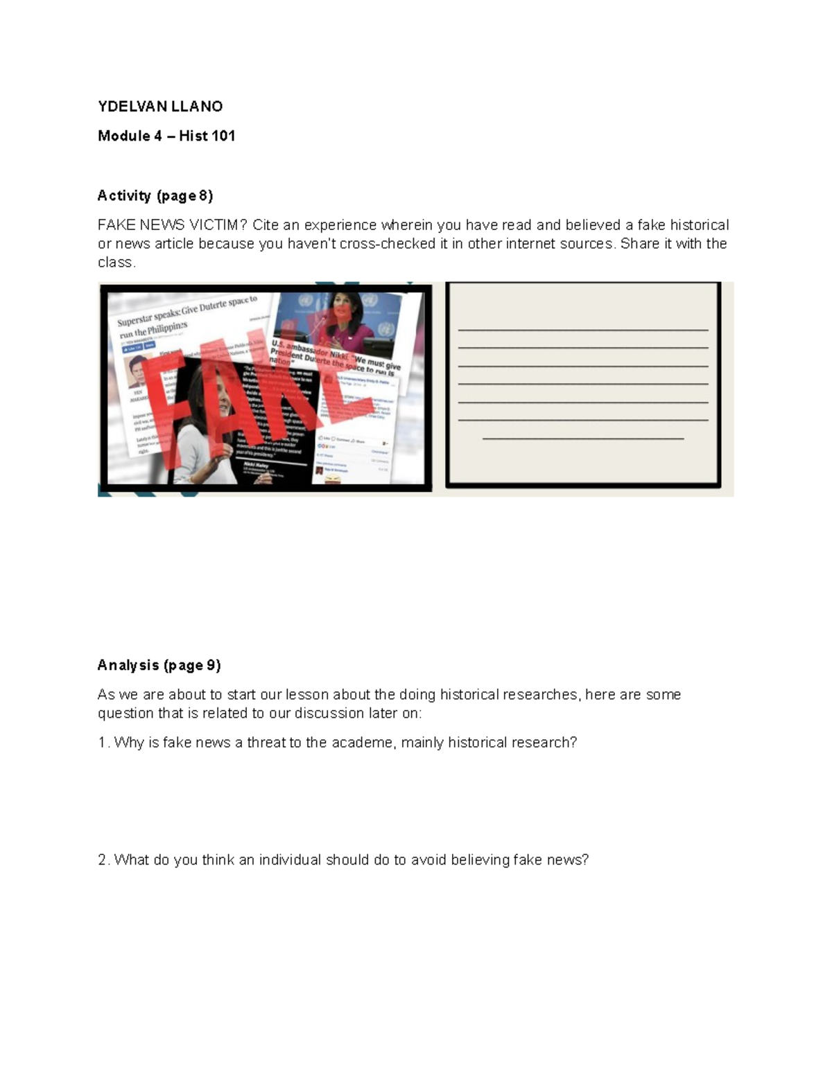 Module 4 - Doing History Guide for Students - YDELVAN LLANO Module 4 ...