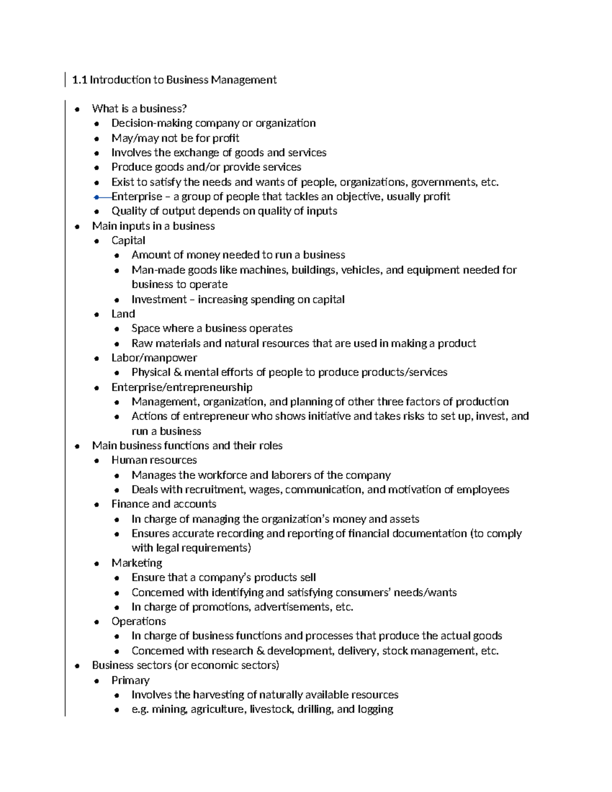 1.1 Introduction to Business Management - 1 Introduction to Business ...