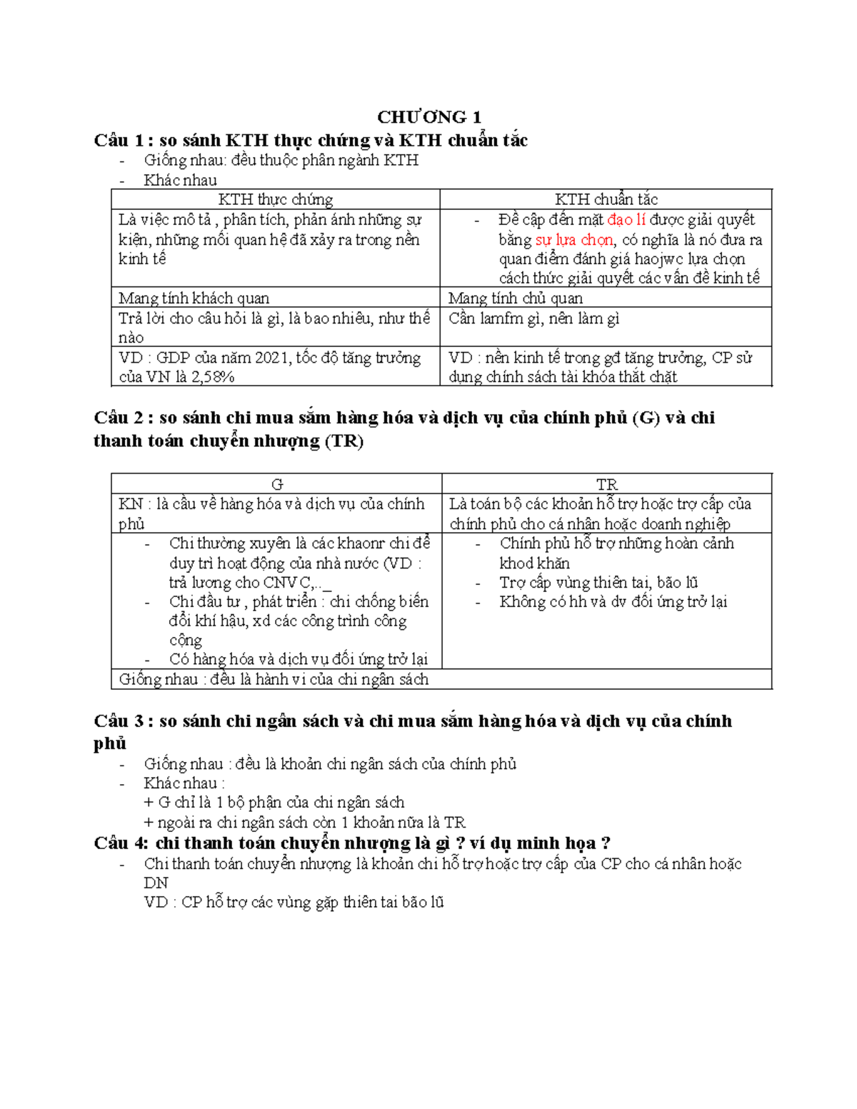 KTVM - ktvm - CHƯƠNG 1 Câu 1 : so sánh KTH thực chứng và KTH chuẩn tắc ...