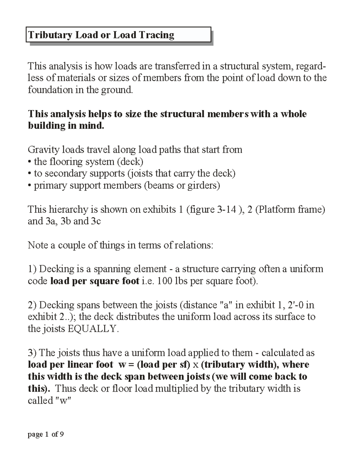 W Tributary Loads - static and strength of materials - Tributary Load ...