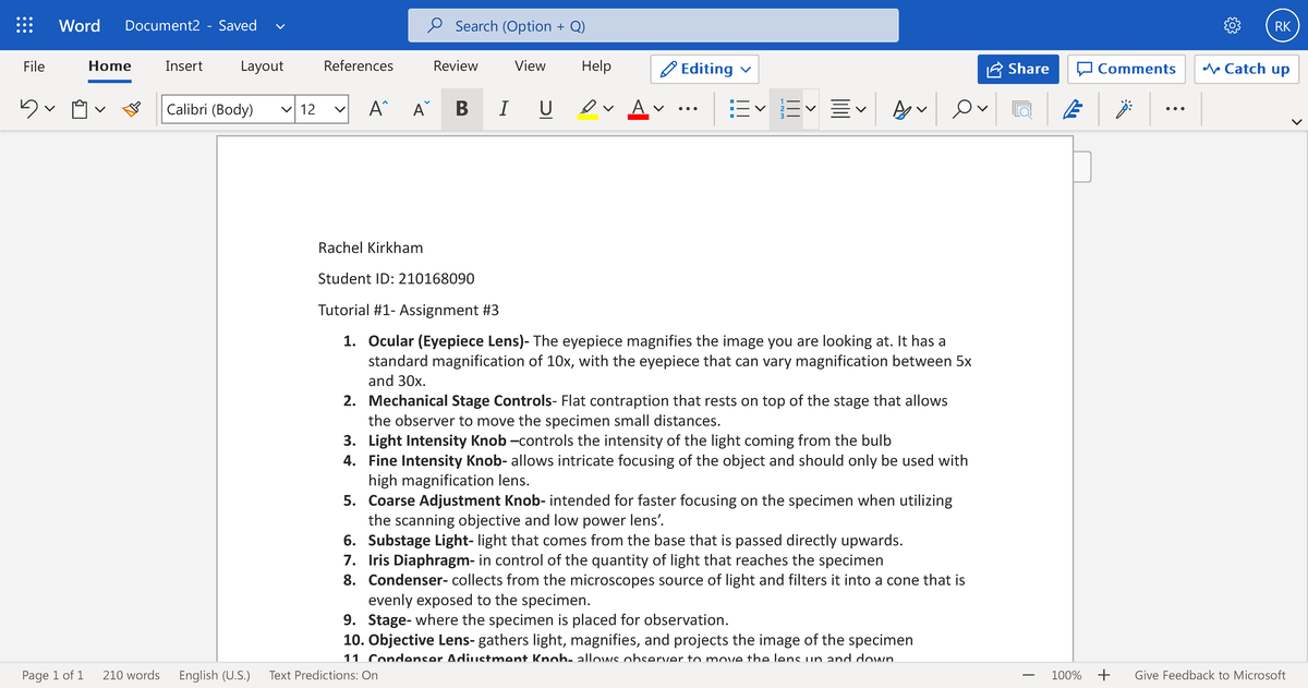 Tutorial 1 Assignment 3. bi110 tutorial assignment - ! Word Document2 ...