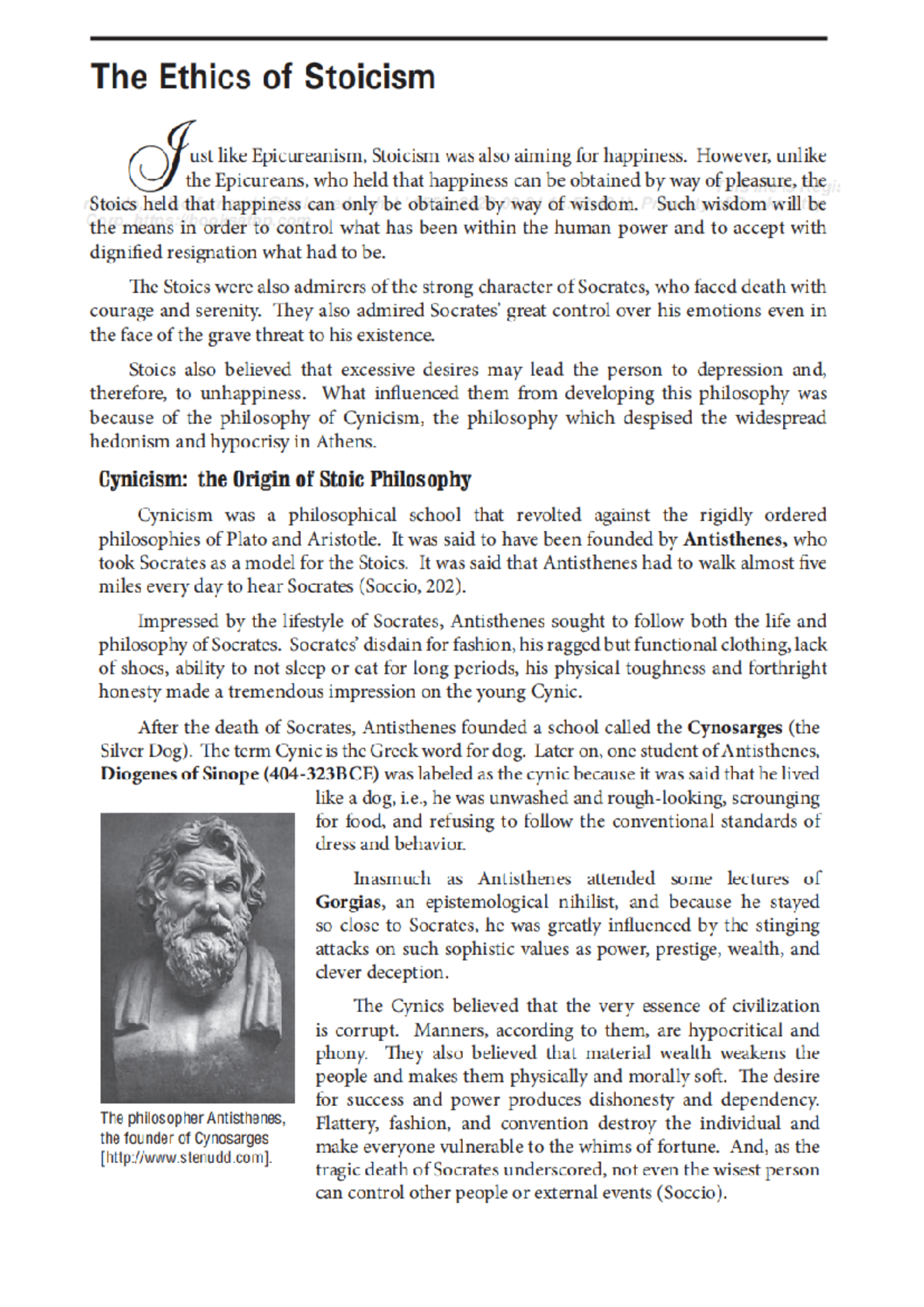 S t o i c i s m - about s t o i c i s m - The Ethics of Stoicism I ust ...
