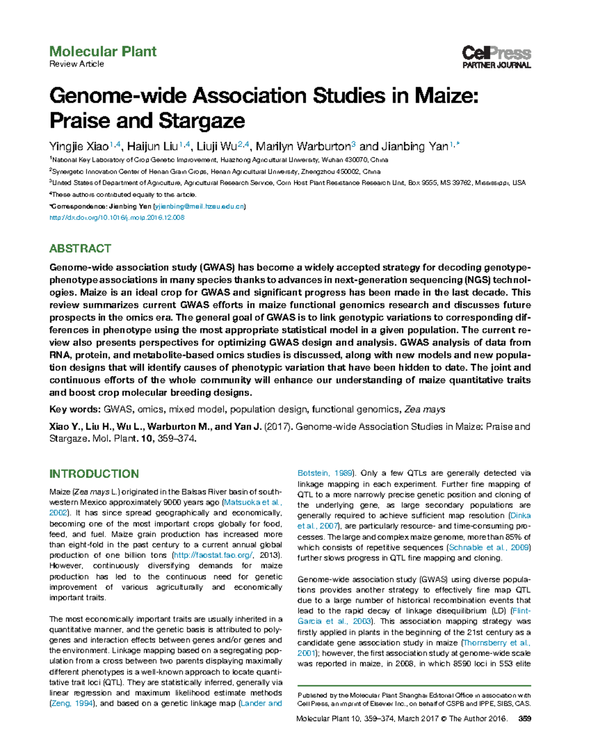 Gwas maize - eefefe - Genome-wide Association Studies in Maize: Praise ...