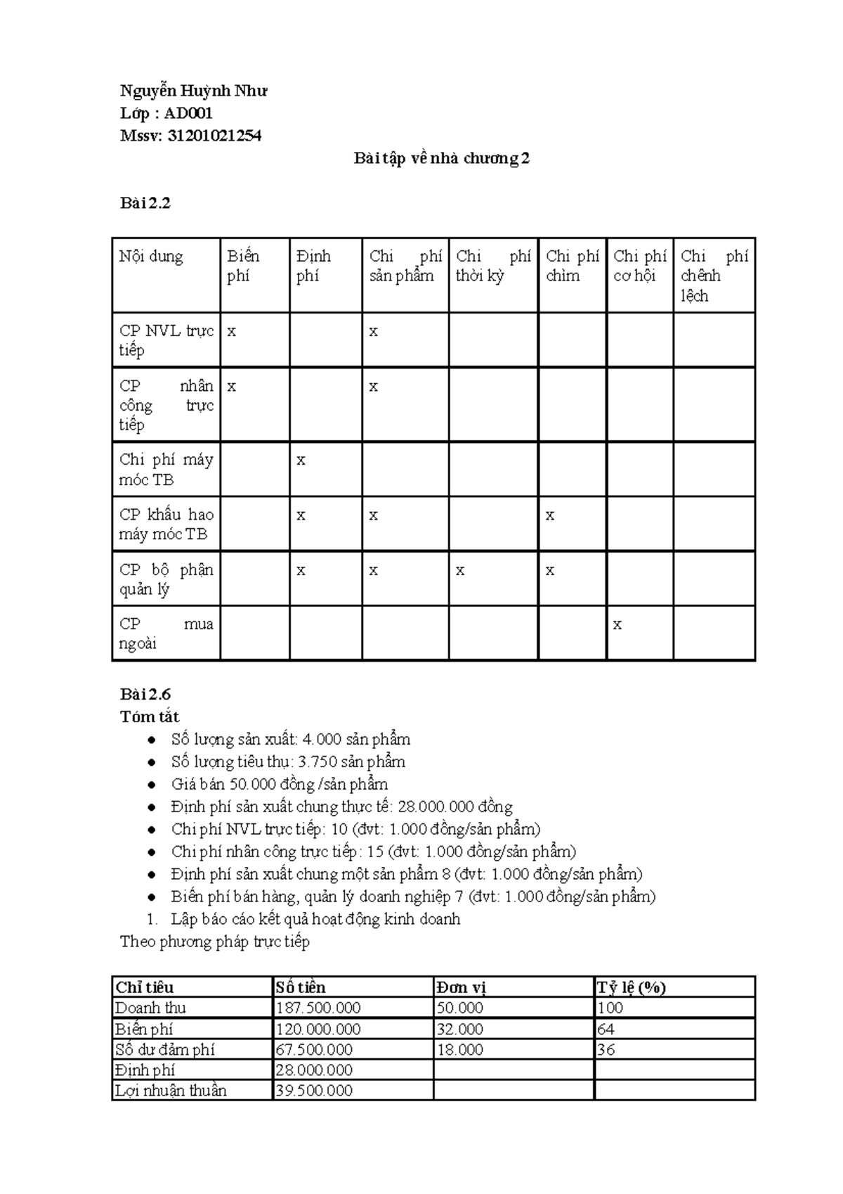 Bài-tập-cá-nhân-KTQT-C2- giải bài tập - Kế Toán Tài Chính - Đại học kinh tế TPHCM - Studocu