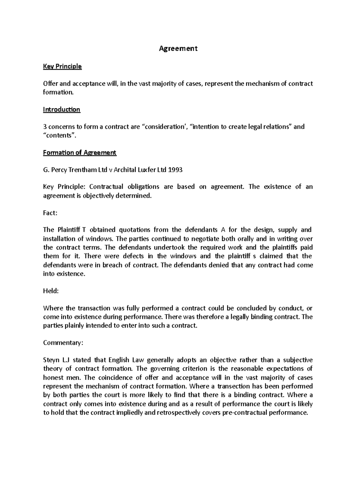 Law 106-Topic 5- Agreement - Agreement Key Principle Offer and ...