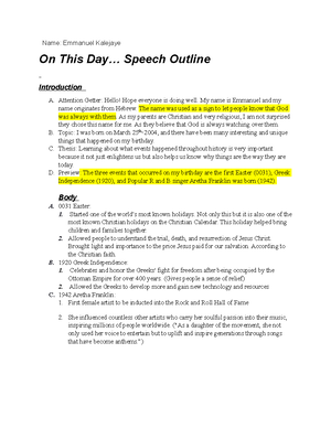 Formal Speech Outline - COMM 124 - Studocu