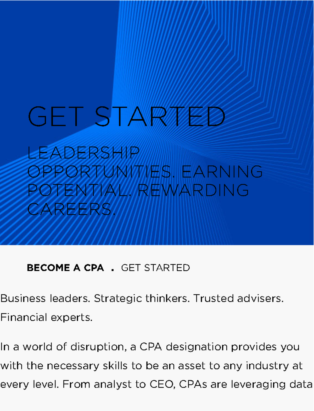 Get Started CPA Ontario - ####### BECOME A CPA. GET STARTED LEADERSHIP ...