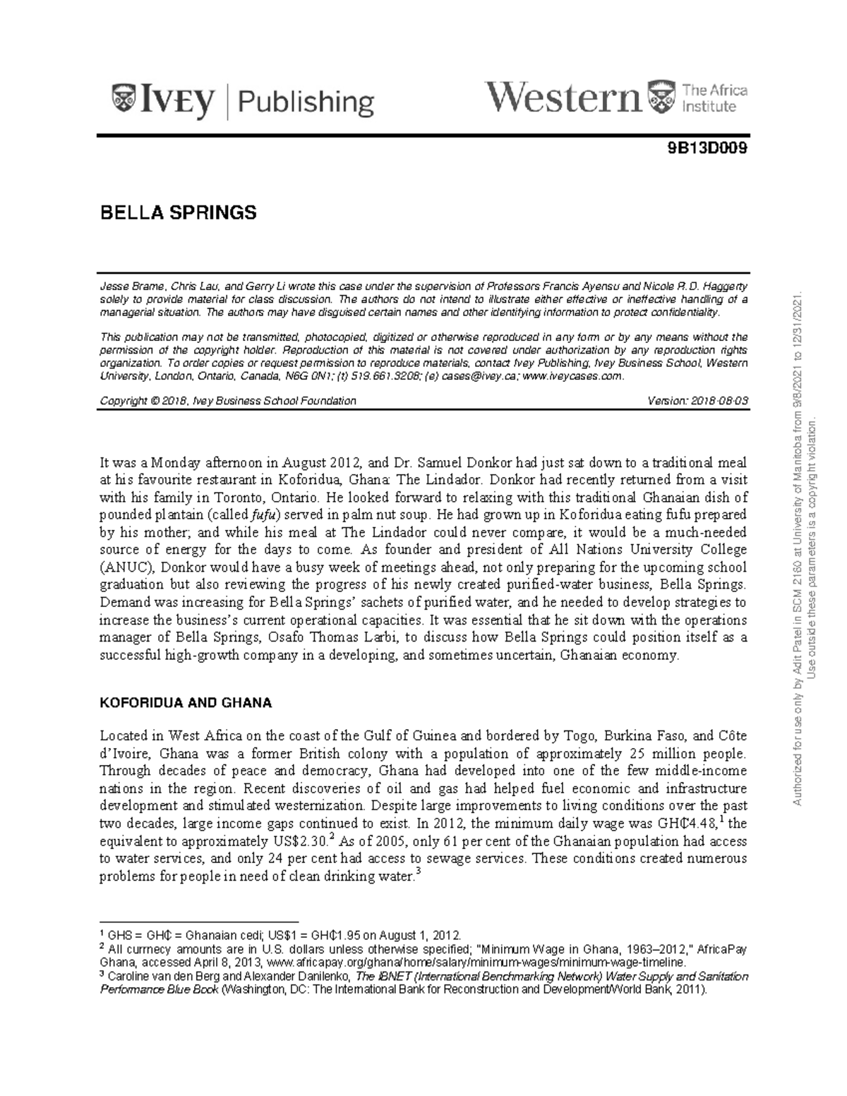 Bella Springs Case Study - 9B13D BELLA SPRINGS Jesse Brame, Chris Lau ...