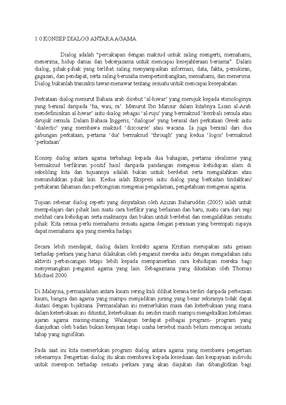 Konsep Dialog Antara Agama - 1 KONSEP DIALOG ANTARA AGAMA Dialog adalah ...