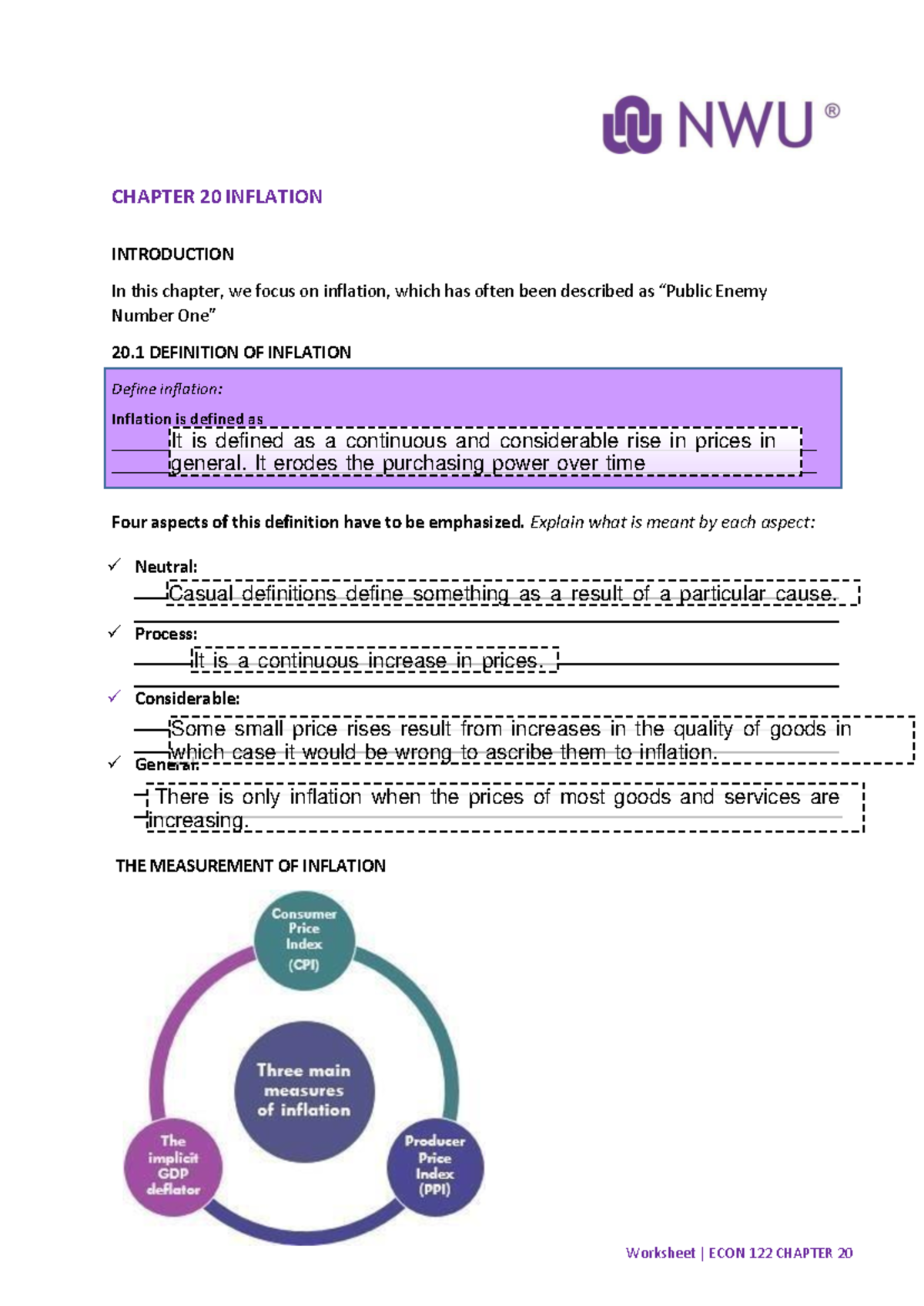 Econ Chapter 20 inflation assignment Final - Define inflation ...