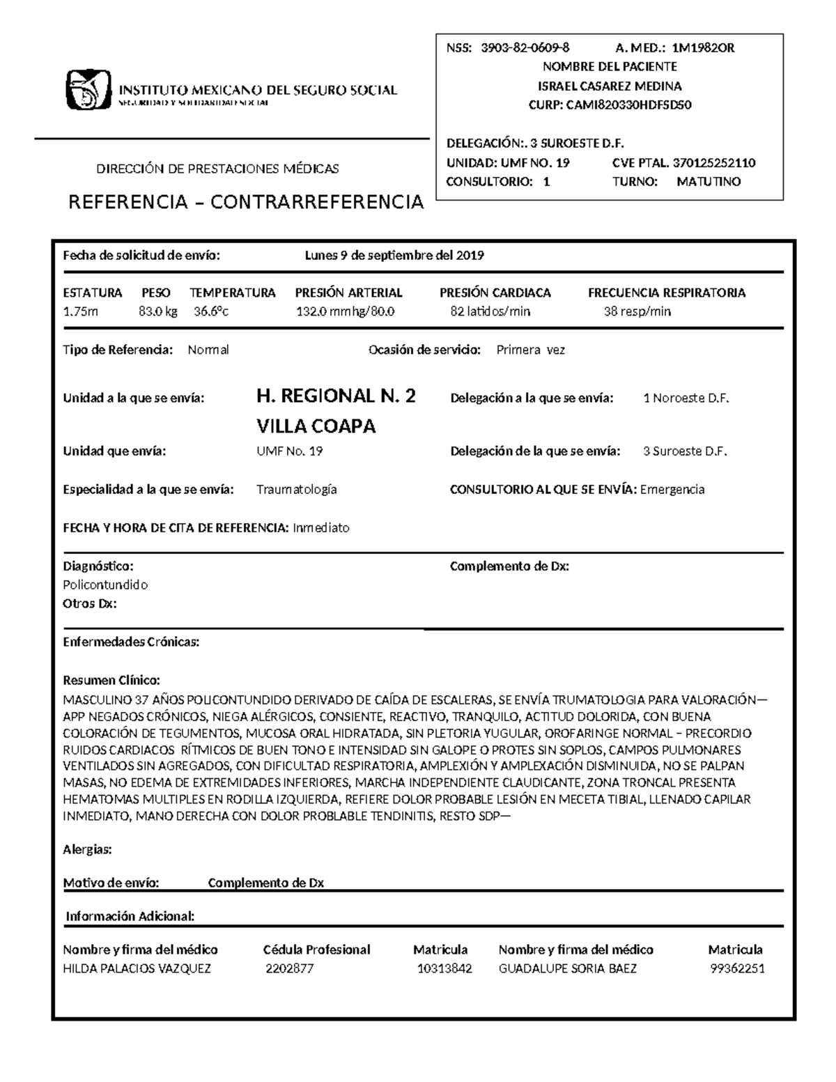 Contrareferencia 1301 - DIRECCIÓN DE PRESTACIONES MÉDICAS REFERENCIA – CONTRARREFERENCIA NSS ...