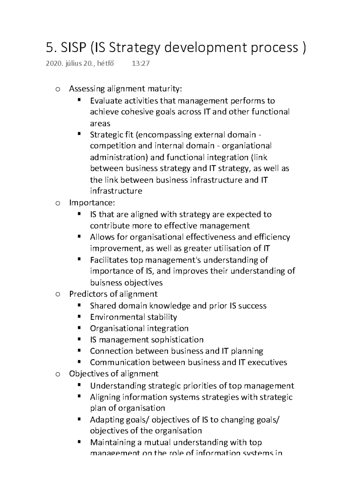 L5 Strategic Information System Process - Information Management ...