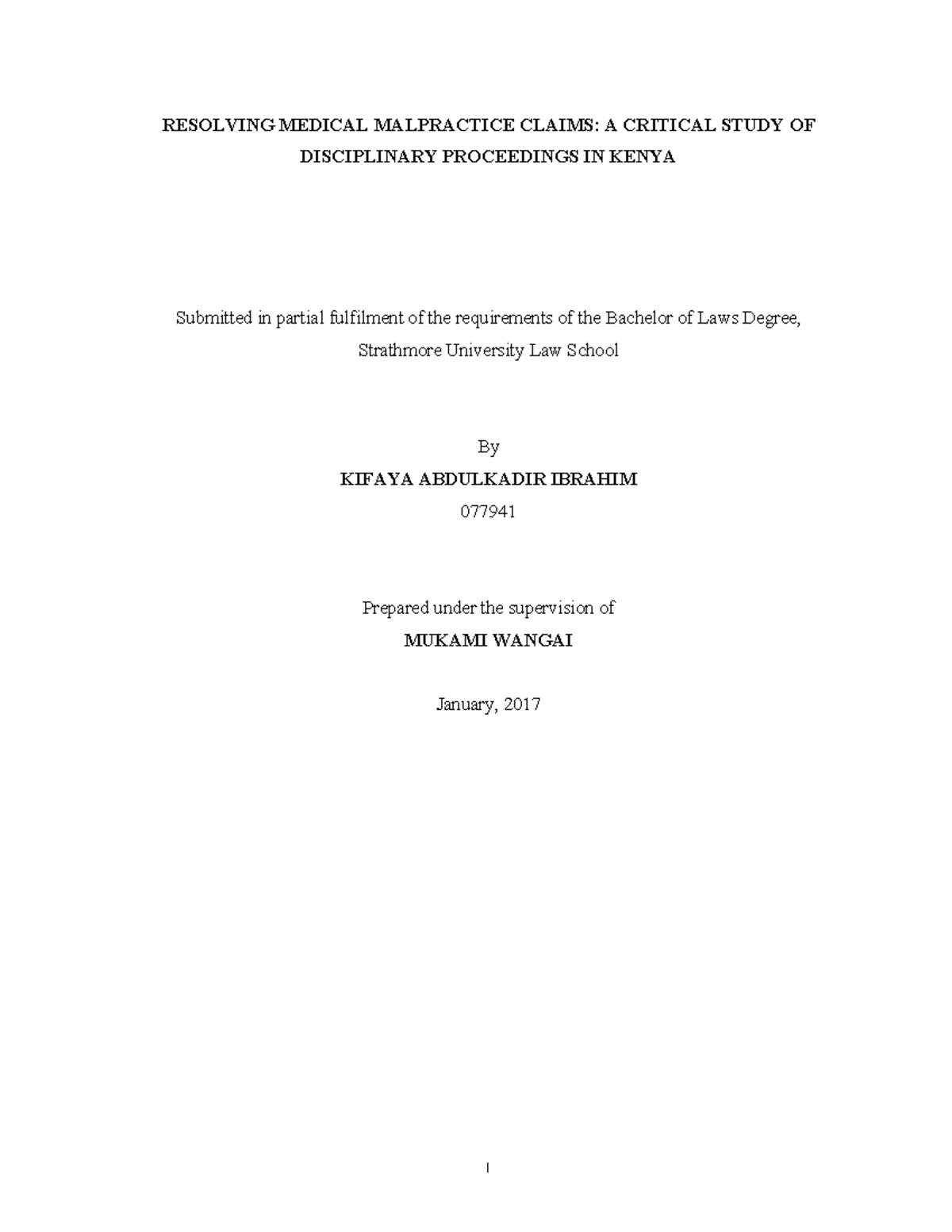 Resolving medical malpractice claims a critical study of disciplinary ...