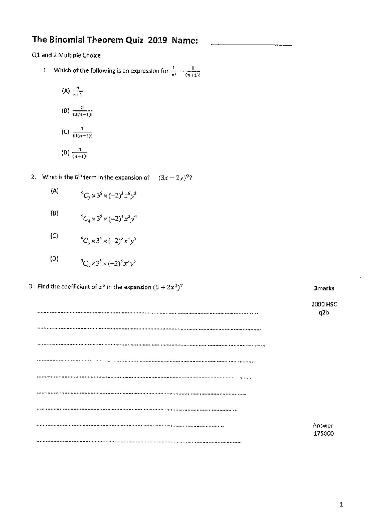 MRSM binomial quiz19 - Studocu