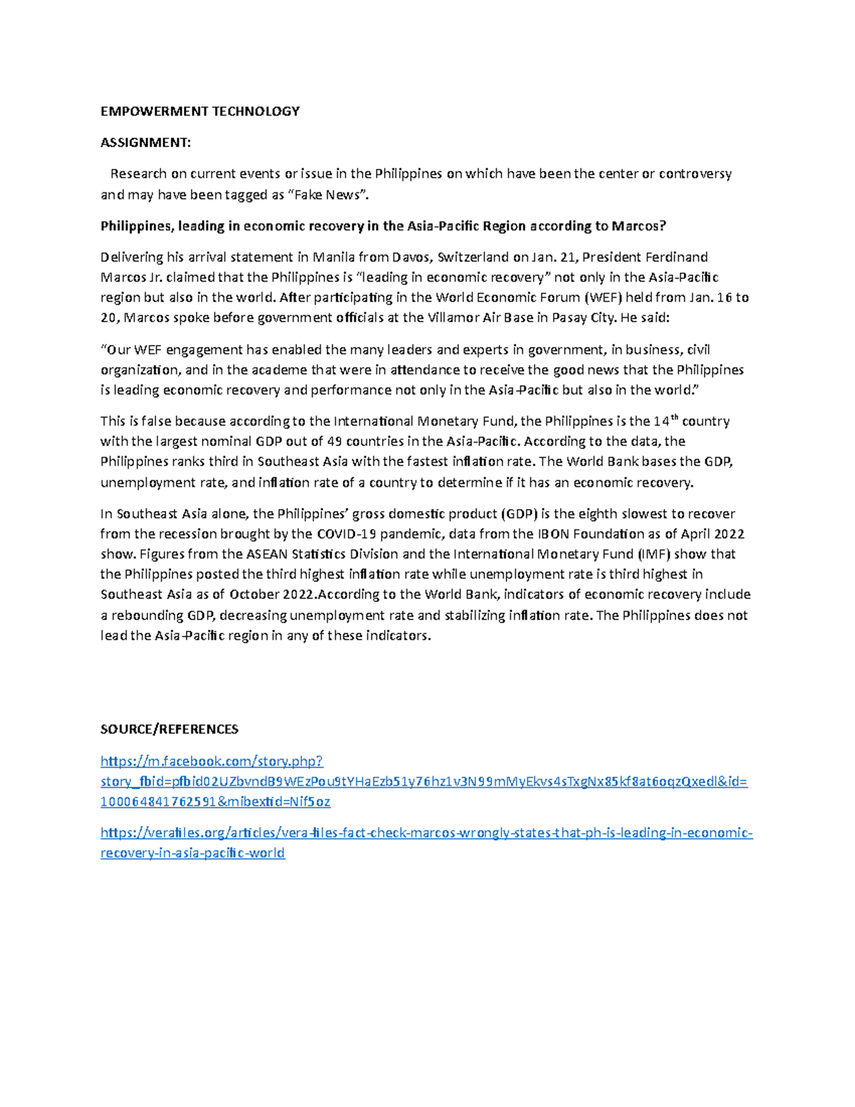 Magabilen emtech assignment - EMPOWERMENT TECHNOLOGY ASSIGNMENT: Research on current events or ...