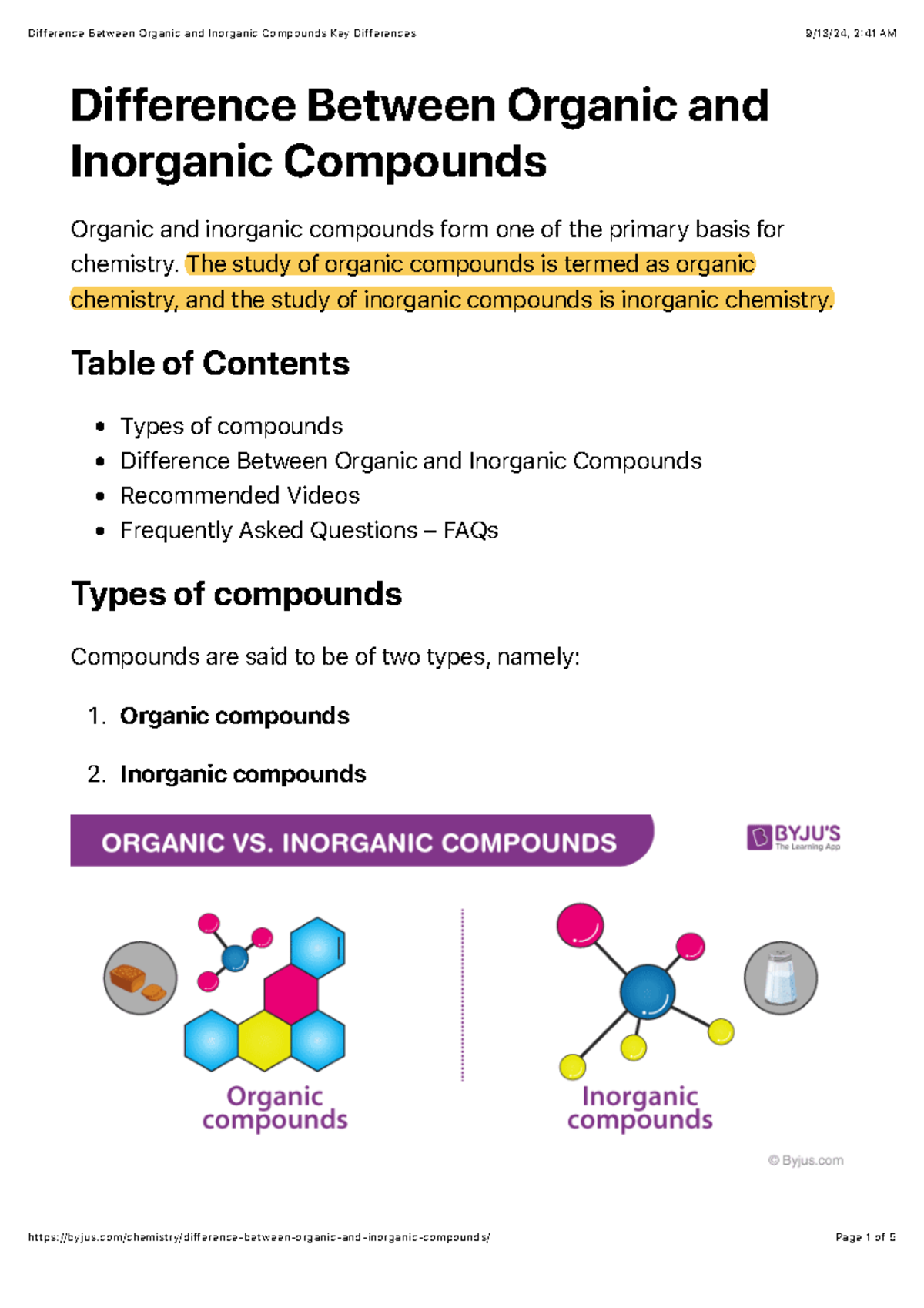 Difference Between Organic and Inorganic Compounds Key Differences - Difference Between Organic ...