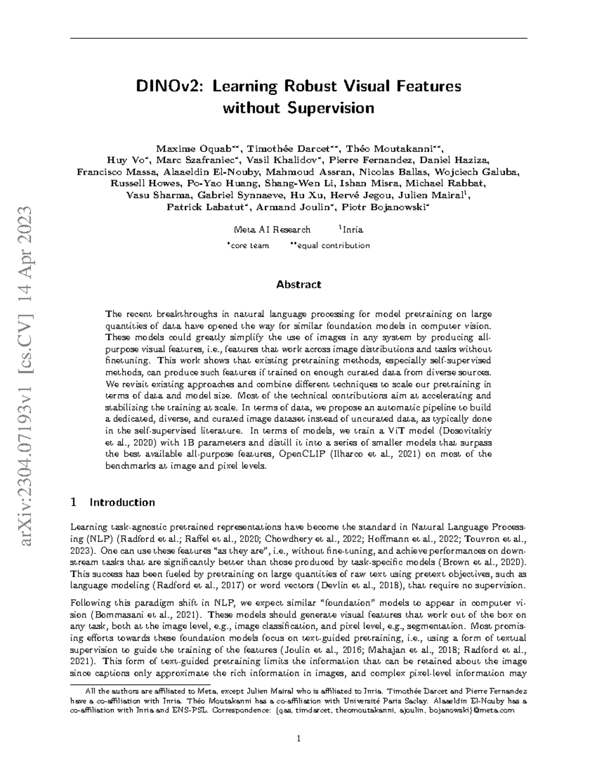 Dinov 2 Learning Robust Visual Features Without Supervision Meta