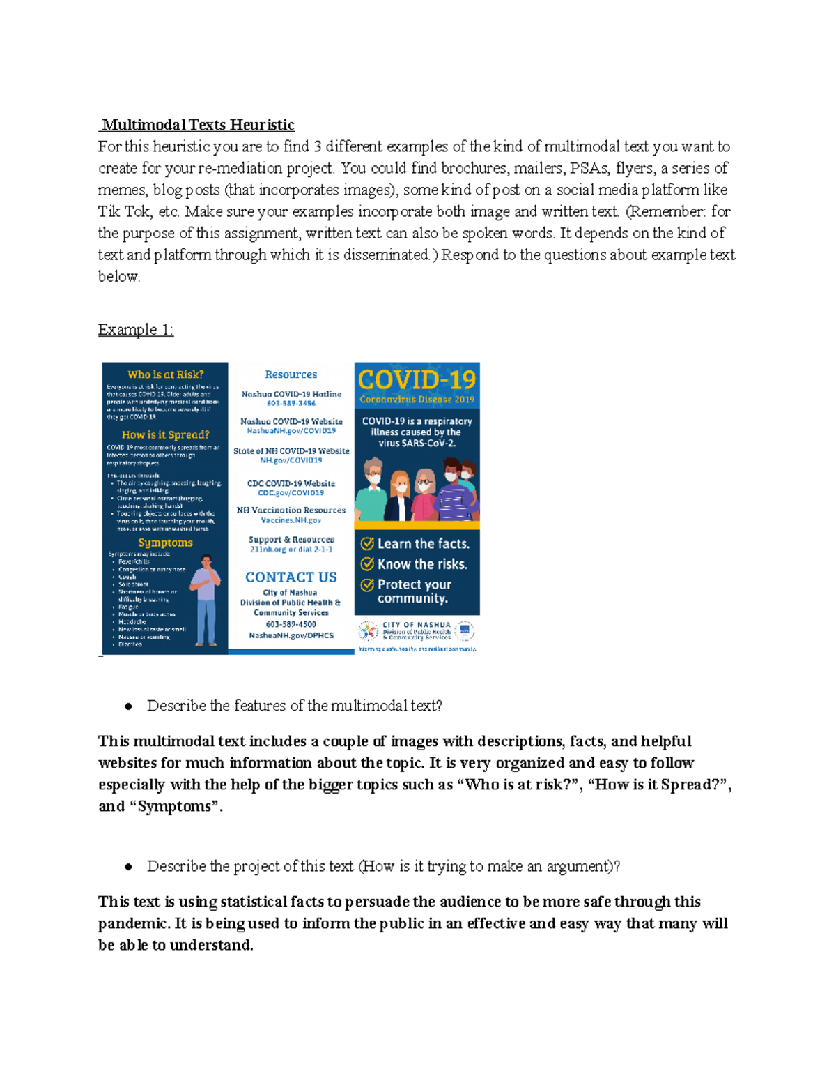 Multimodal Texts Heuristic - You could find brochures, mailers, PSAs ...