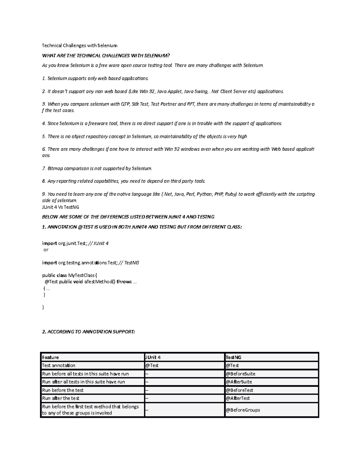 Technical Challenges With Selenium There Are Many Challenges With Selenium Selenium Supports
