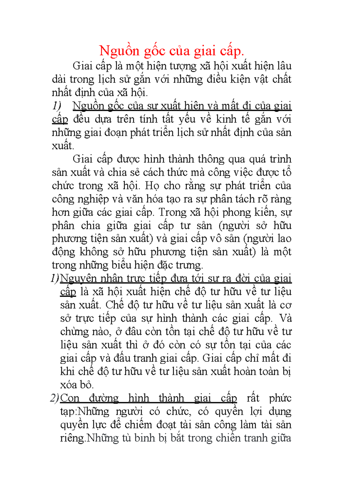 Nguồn gốc của giai cấp - zxcz - Nguồn gốc của giai cấp. Giai cấp là một ...