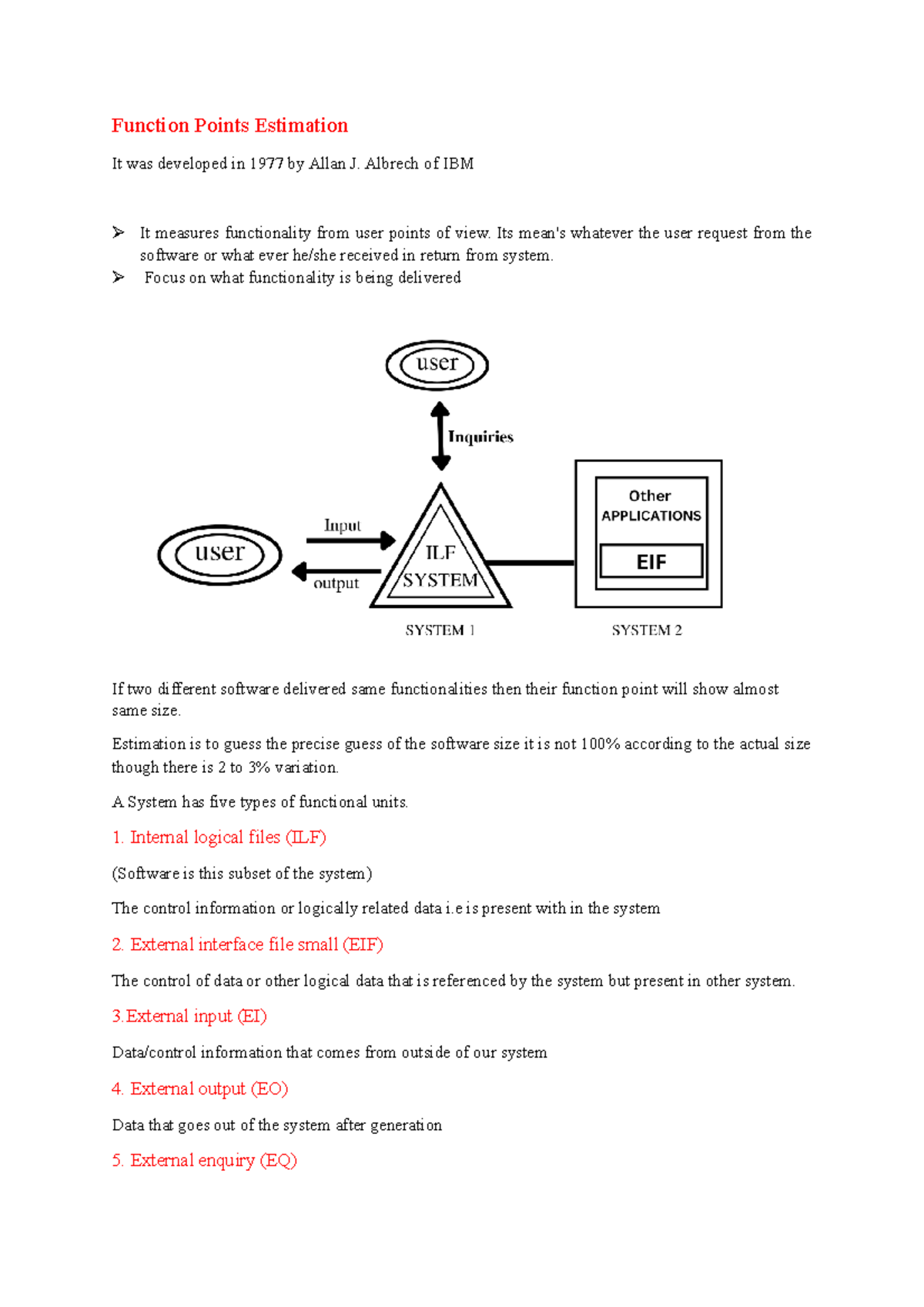 Function Points - notes - Software Engineering: a Practitioner's ...