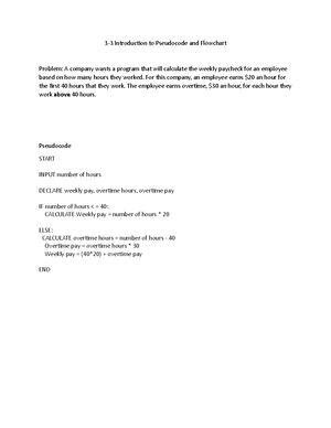 IT 140 Project 1 Design Document and Pseudocode - Step-by-step ...