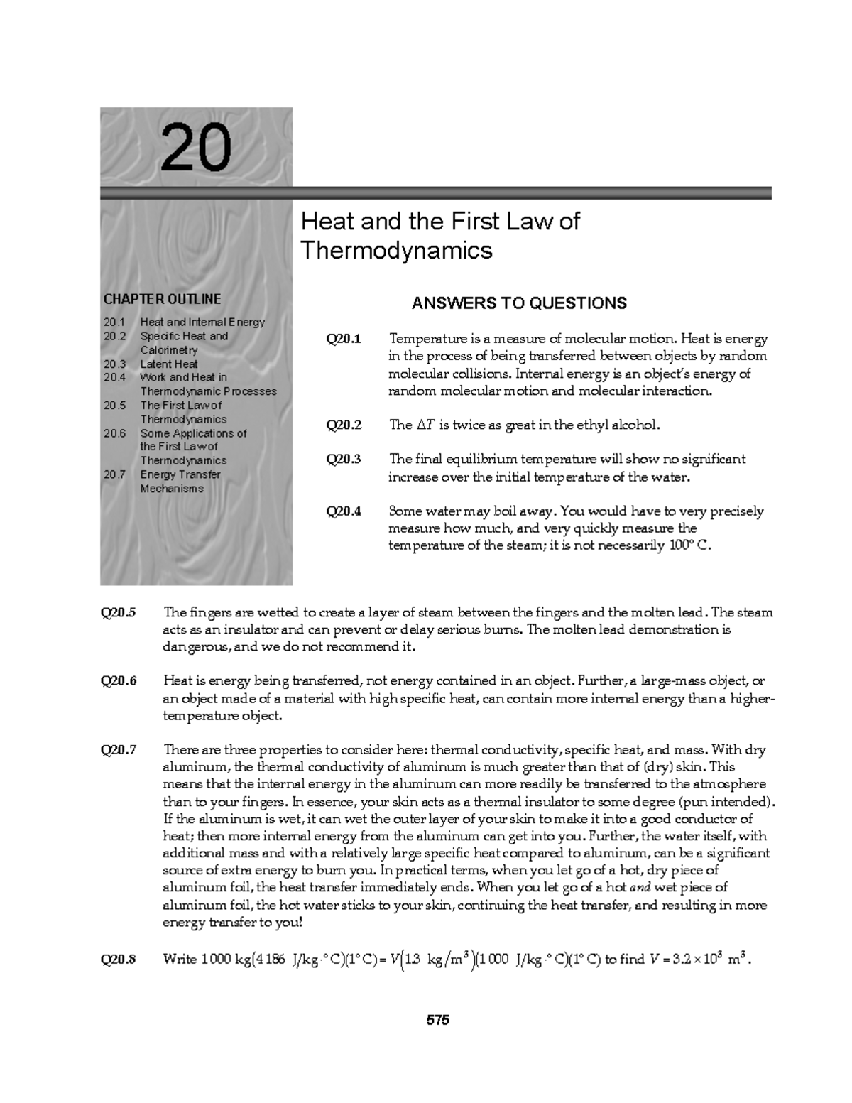 Chapter 20 - solution - 20 CHAPTER OUTLINE 20 Heat and Internal Energy ...