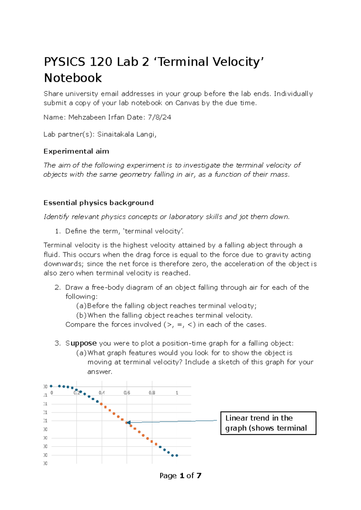 Physics 120 Lab 2 Notebook Template 1245 - PYSICS 120 Lab 2 ‘Terminal ...