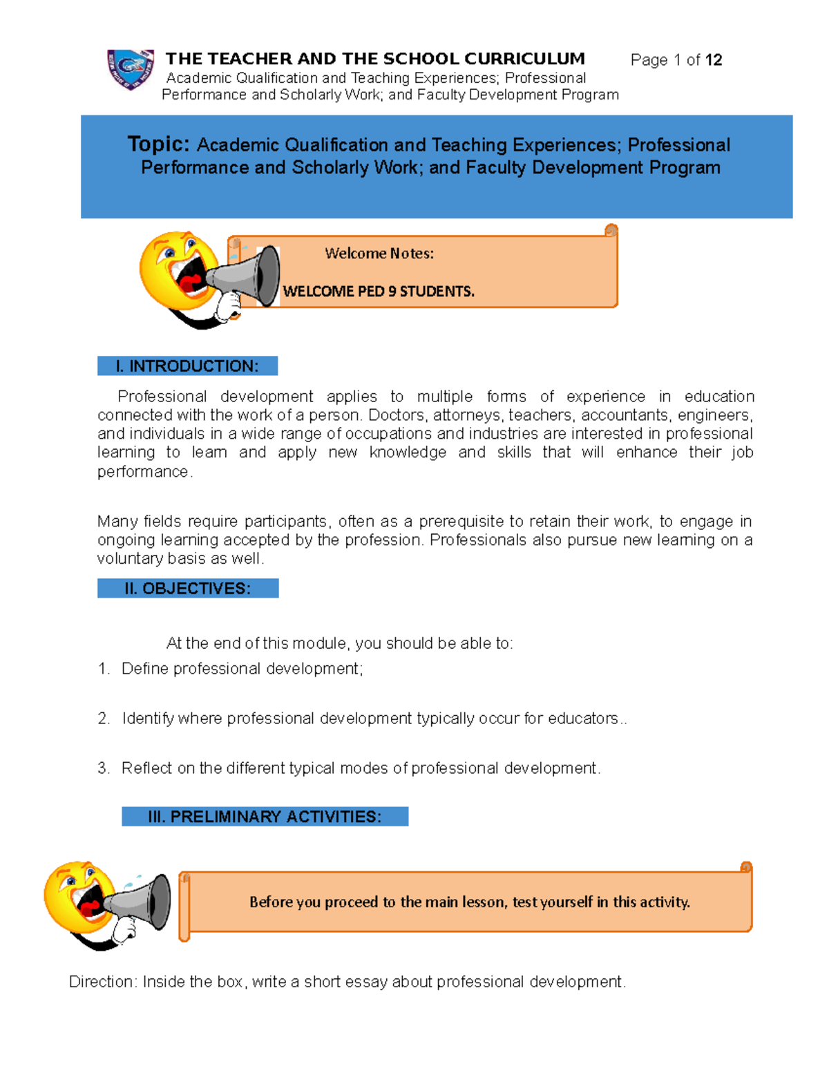 PED 9 Content Module 5 converted - THE TEACHER AND THE SCHOOL ...