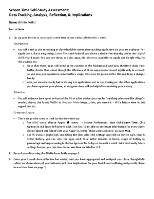 Baseline screen time tracking v2 Wednesday start 1 week data - Screen ...