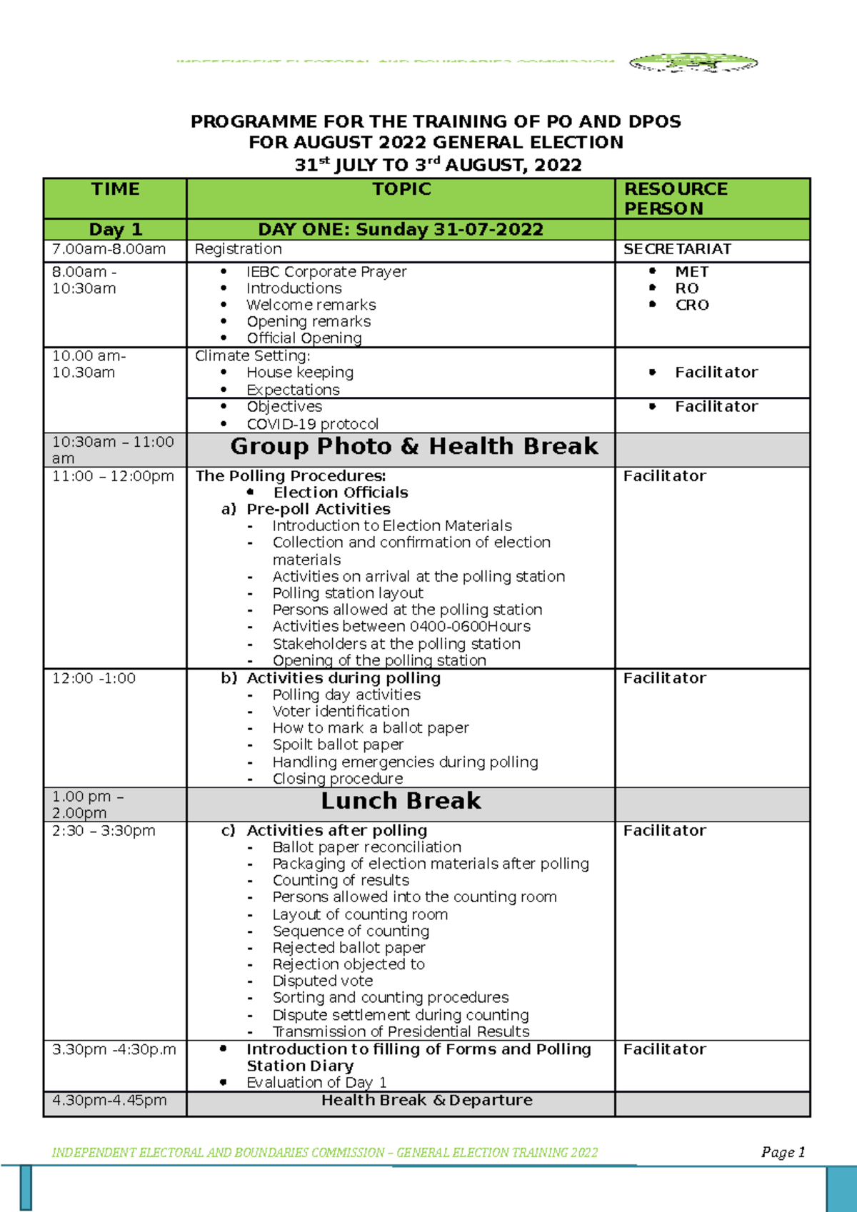 Training Program-PO-DPOs - PROGRAMME FOR THE TRAINING OF PO AND DPOS ...