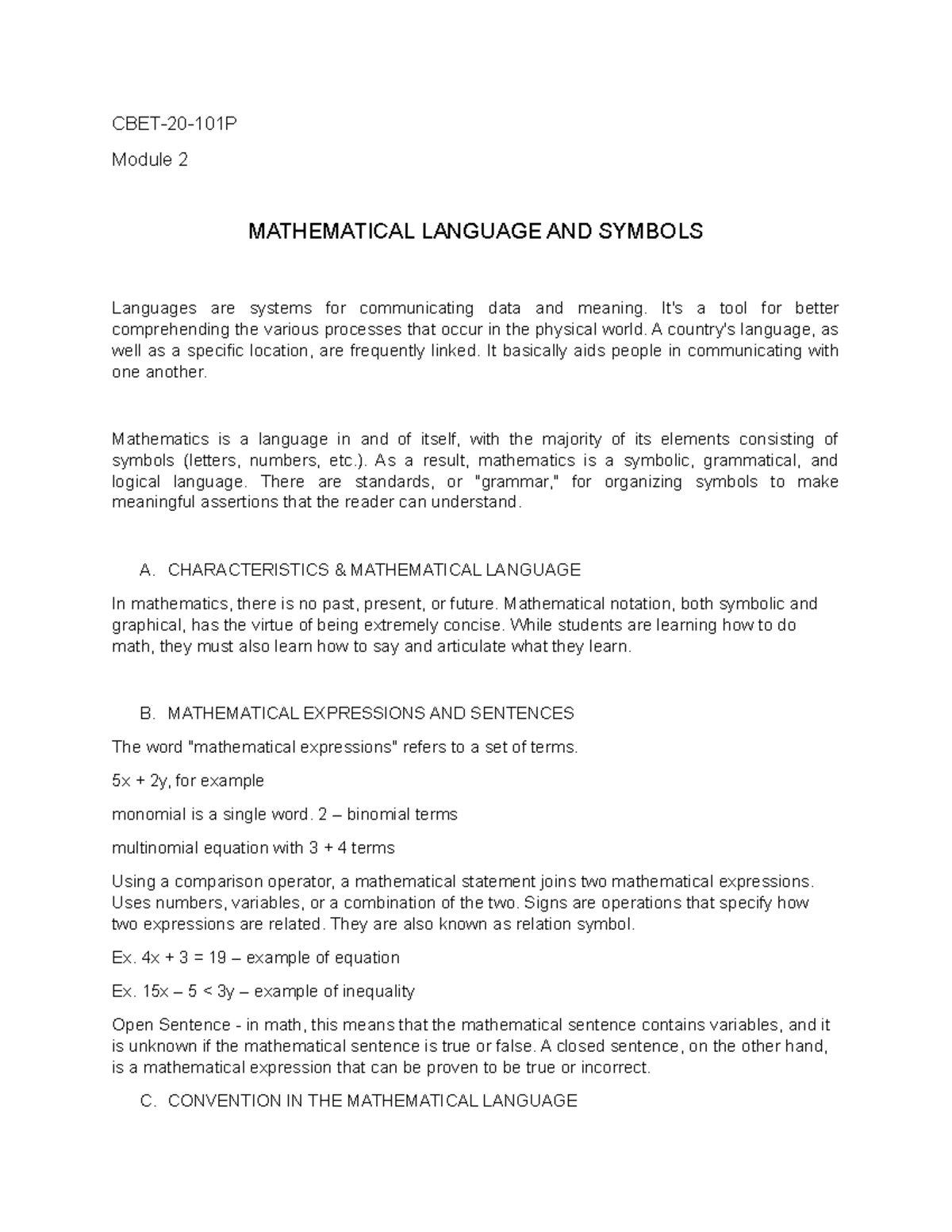 MATH Module 2 Activity - Differential Equations - PangSU - Studocu