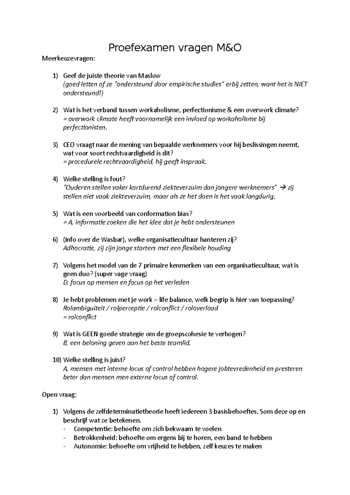 Proefexamen Vragen Mens En Organisatie Proefexamen Vragen Mando