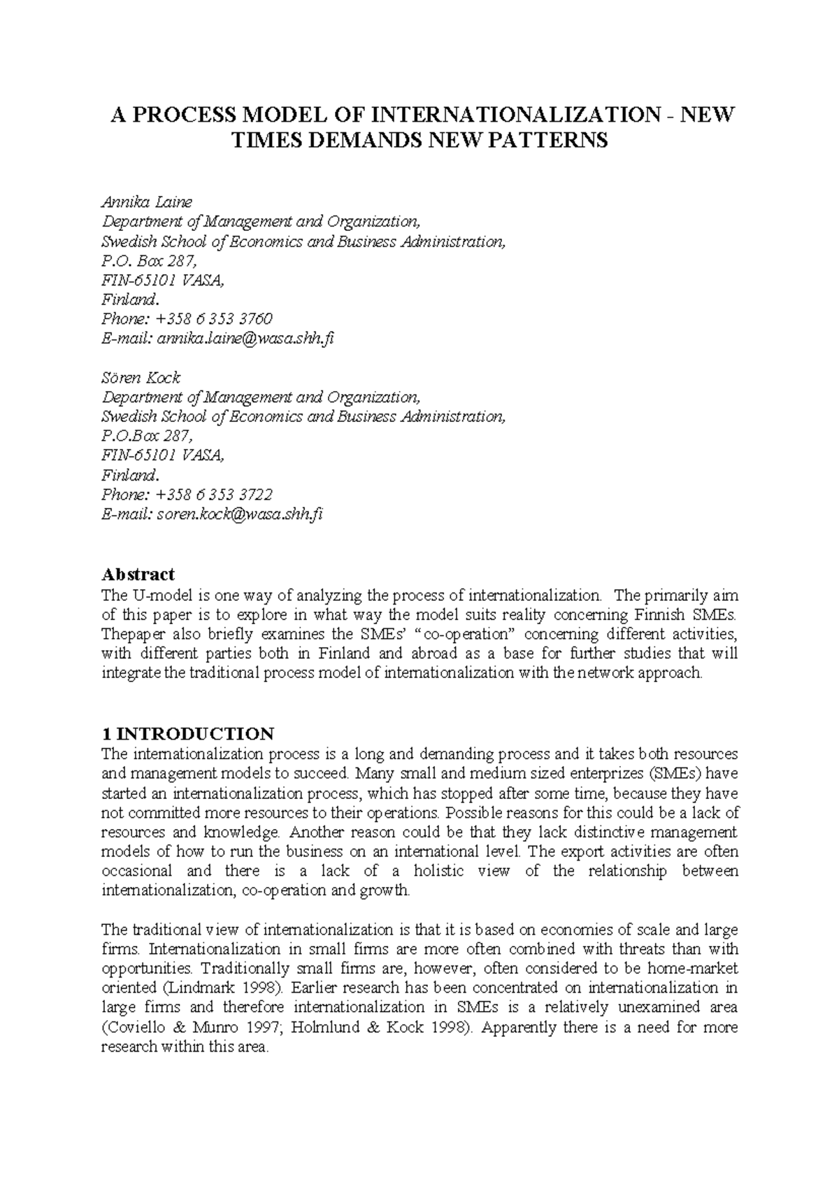 A procesmodel of internalization - A PROCESS MODEL OF ...