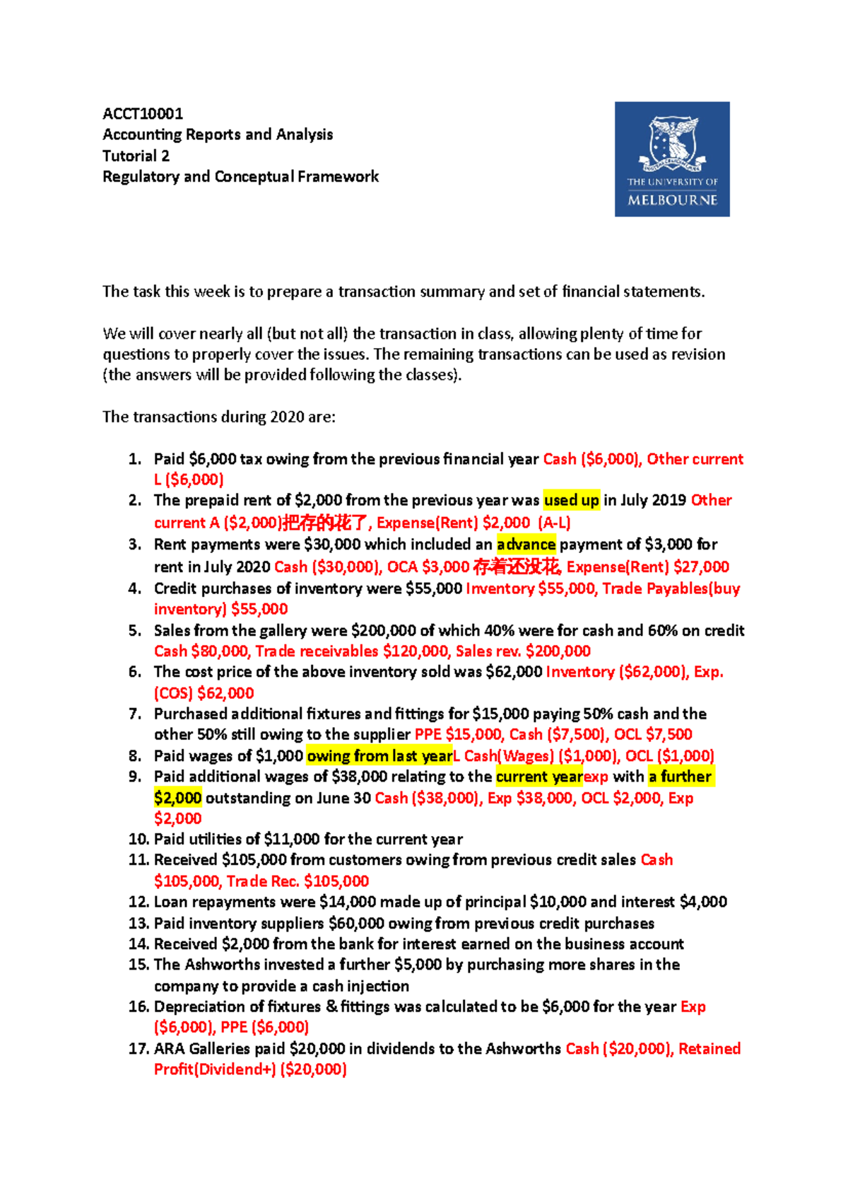 Tutorial 2 Questions (Pre-class) - ACCT Accounting Reports and Analysis ...