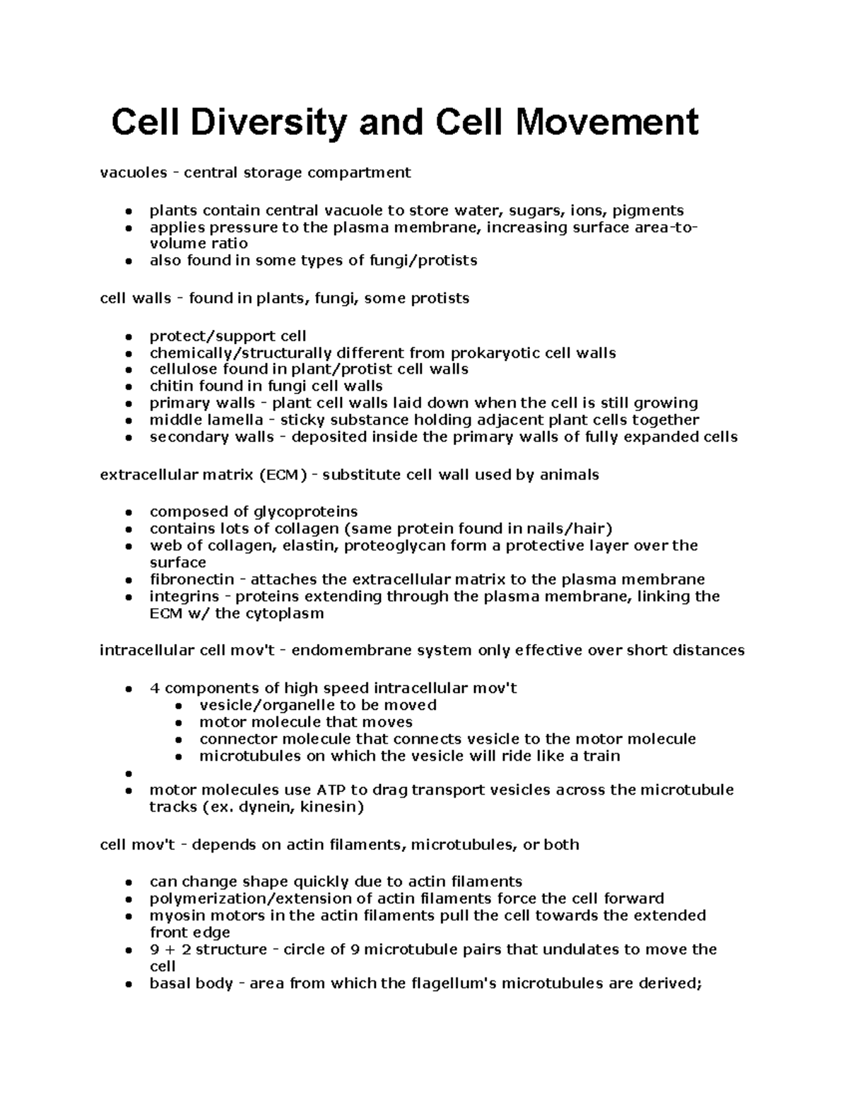 Cell Diversity and Cell Movement - Cell Diversity and Cell Movement ...
