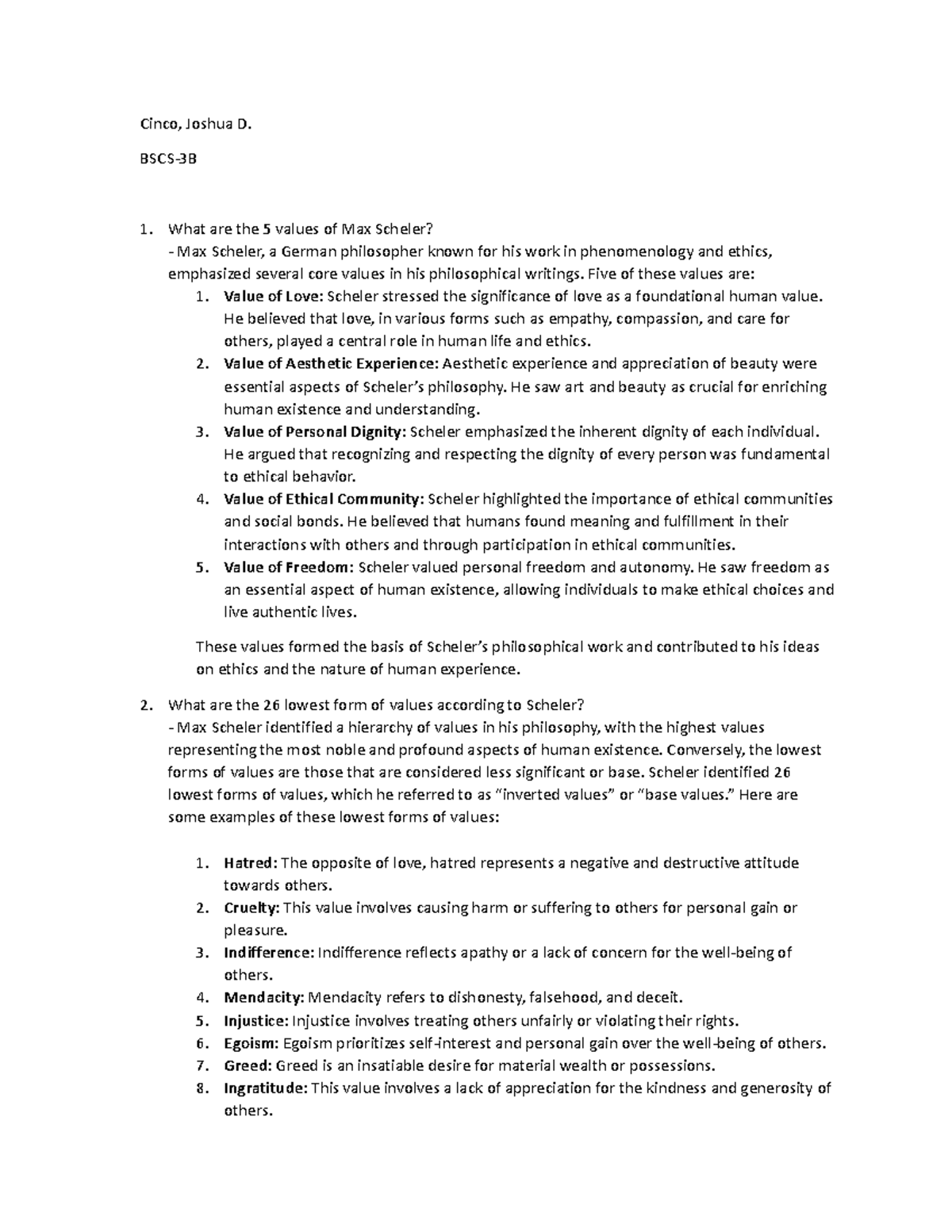 Politics and Society and Ethics - Cinco, Joshua D. BSCS-3B What are the ...