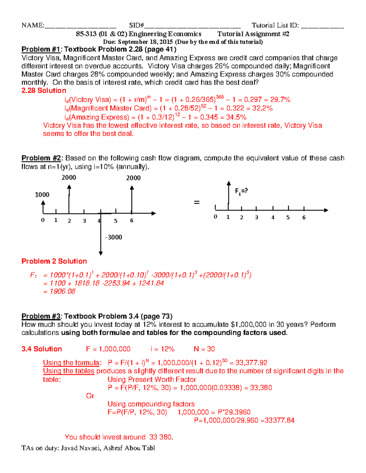 Tutorial 2 - Tutorial List ID: (01 02) Engineering Economics Tutorial ...