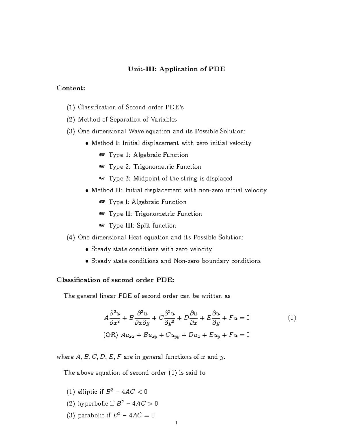 Unit III-18MAB201T - qwerty - Unit-III: Application of PDE Content: (1 ...