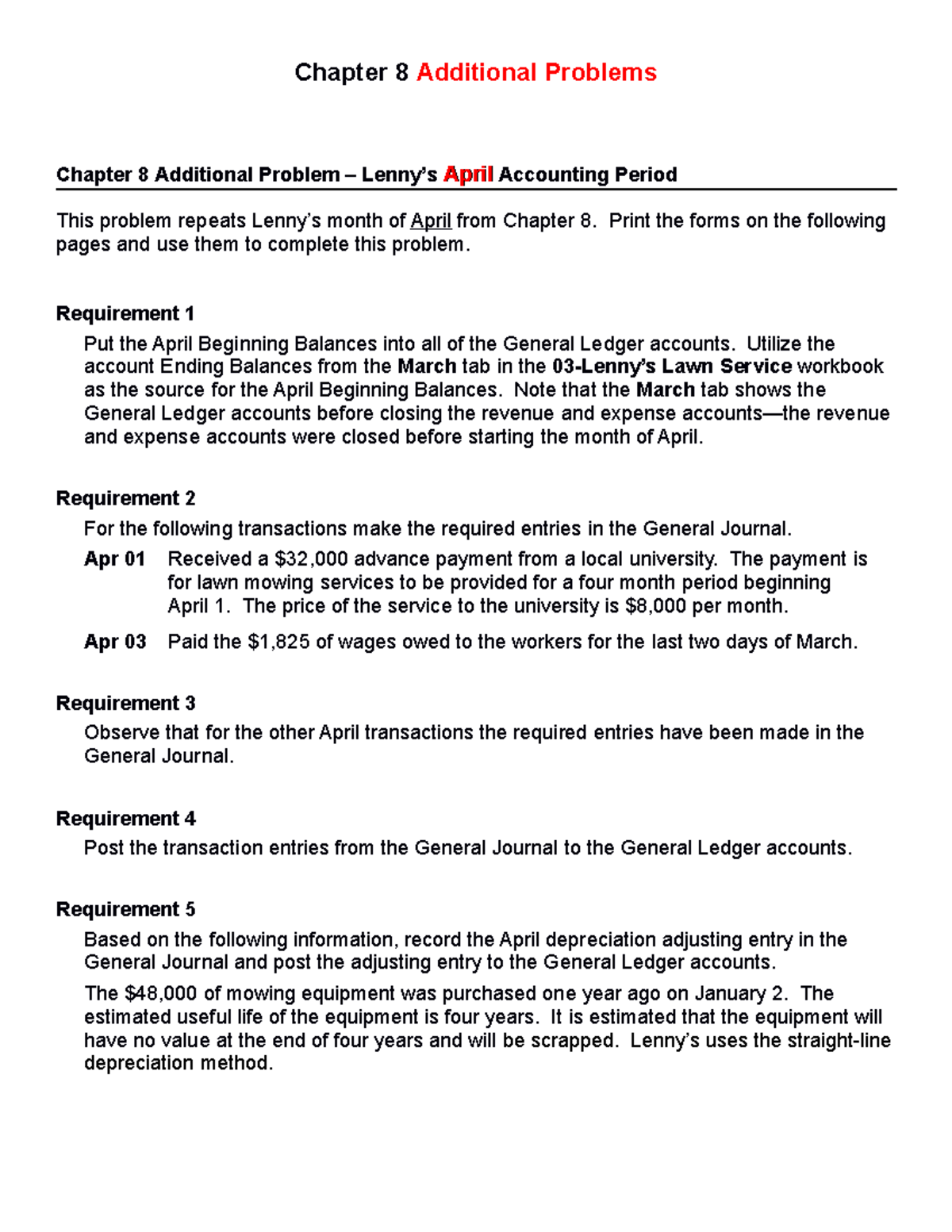 Chapter 08 c - Problems - Chapter 8 Additional Problems Chapter 8 ...