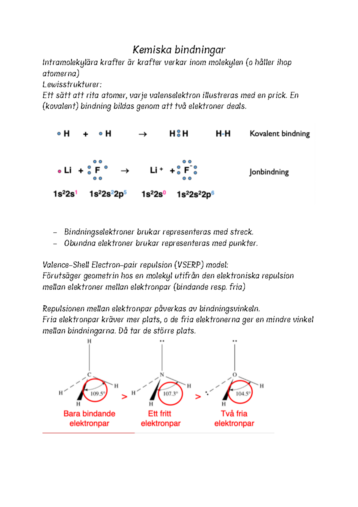 Kemiska bindningar - viktig - Kemiska bindningar Intramolekylära ...