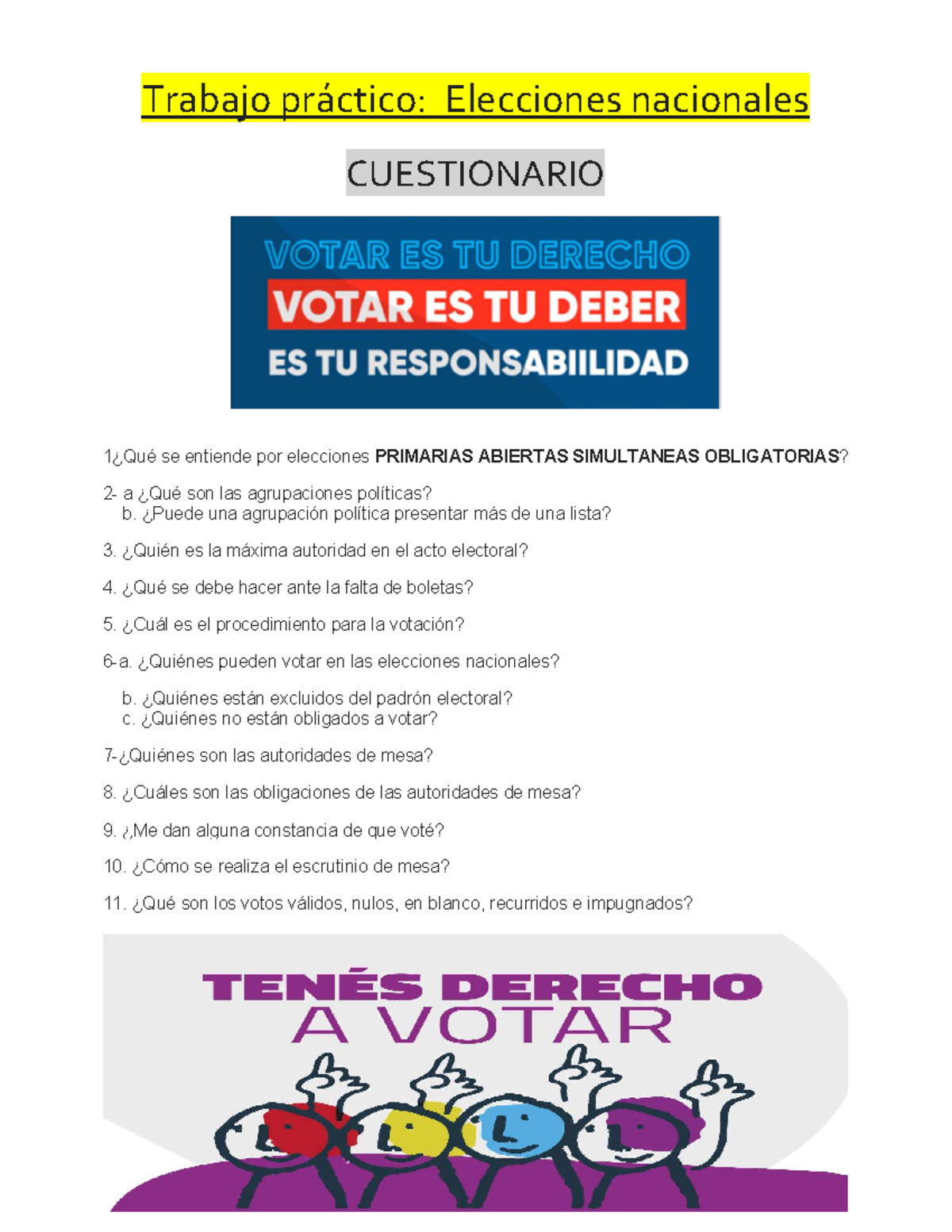 TP Elecciones - Documento - Trabajo práctico: Elecciones nacionales ...