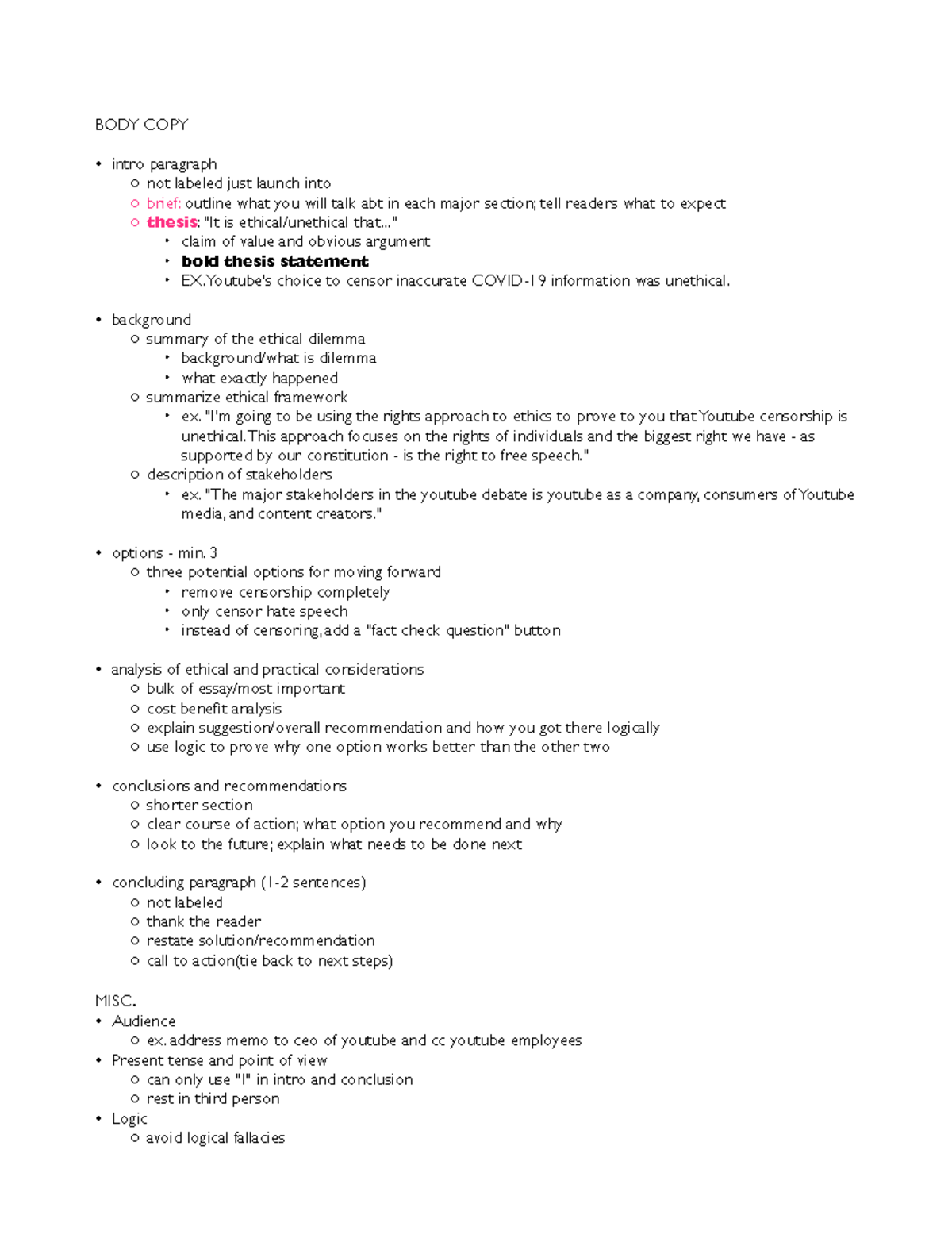 Sequence II Notes - BODY COPY intro paragraph not labeled just launch ...