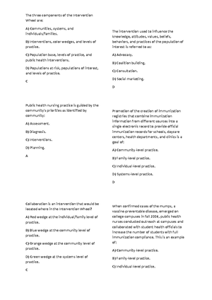CHN Nclex - The public health nurse takes an active role in community ...