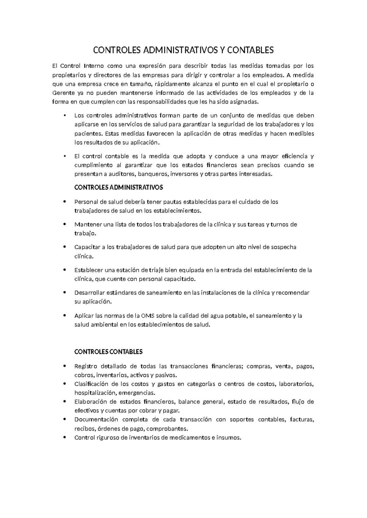 Controles Administrativos Y Contables Clinica Renacer - CONTROLES ...