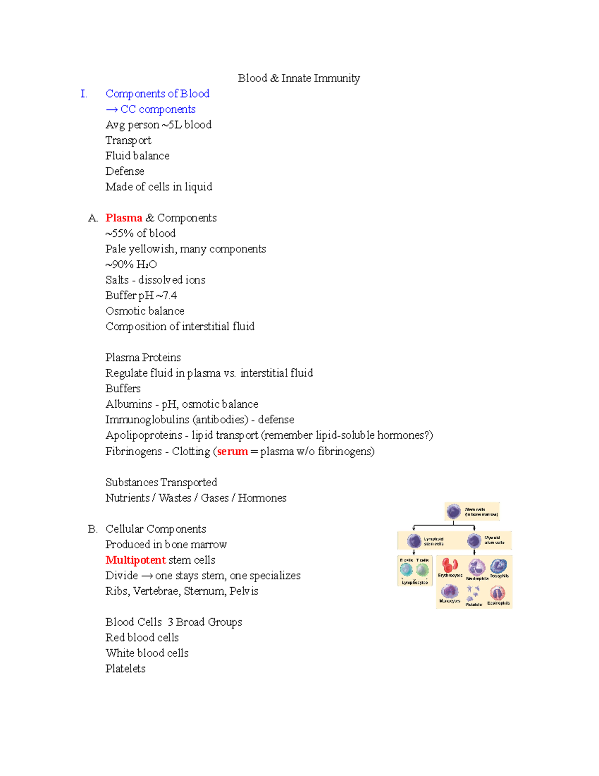 Lecture 26 Blood & Innate Immunity - Blood & Innate Immunity I ...
