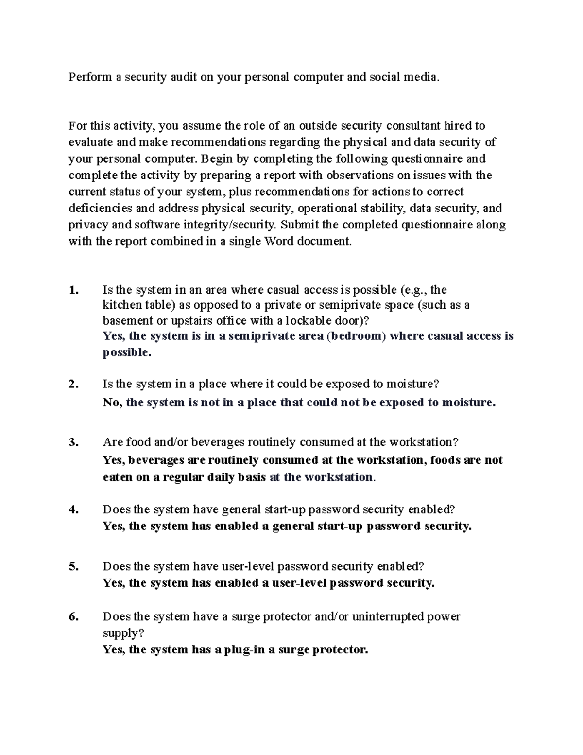 Unit - 5 Assignment - Perform a security audit on your personal ...