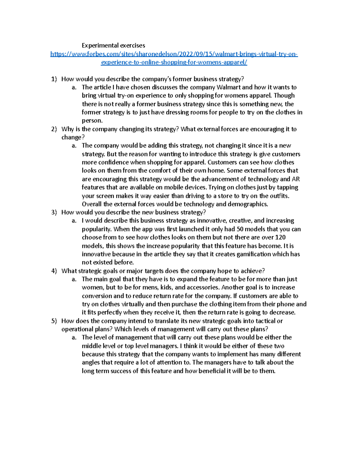 EE 4.1 experimental exercise - Experimental exercises - Studocu