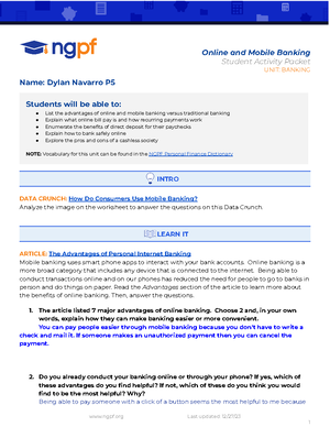 Copy of Interactive Online Bank Simulator - NGPF Activity Bank Banking ...